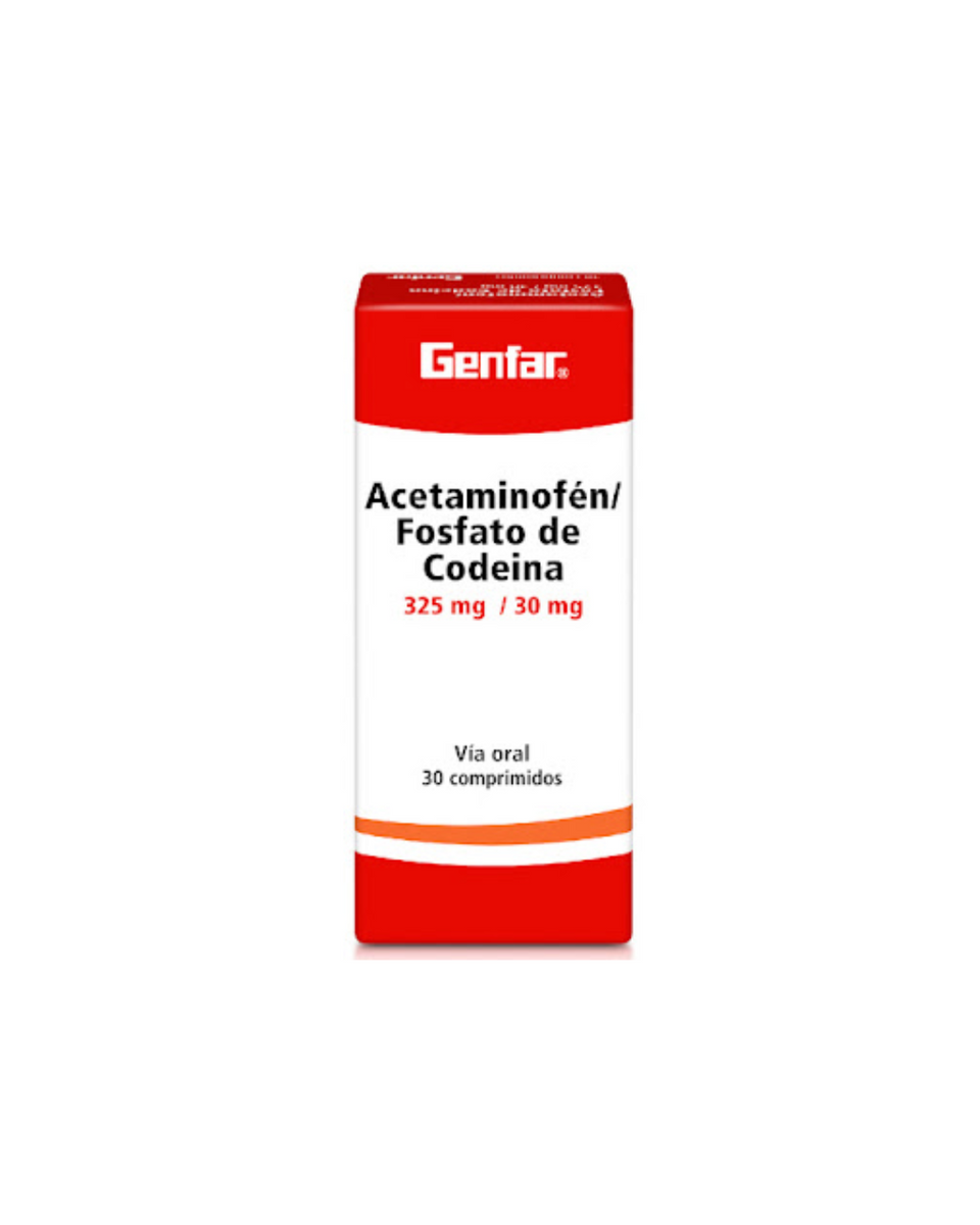 Acetaminofén + Fosfato De Codeina Genfar 325/30mg Caja X 30 Comprimido ...